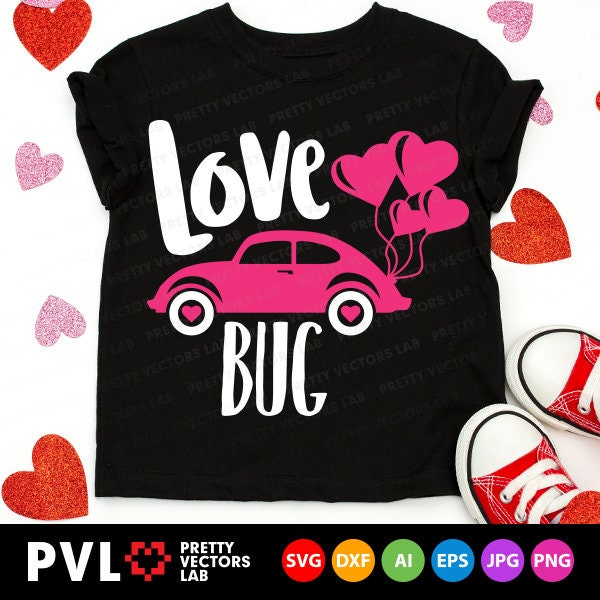 Love Bug Svg Retro Car With Hearts Svg Valentine's Day | Etsy