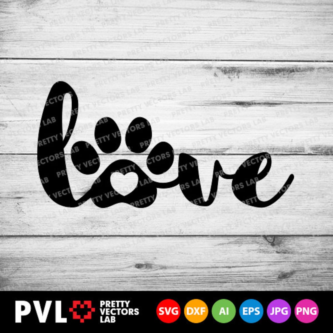 Love Paw Print Svg, Paw With Heart Svg, Valentine's Day Svg Dxf Eps Png ...