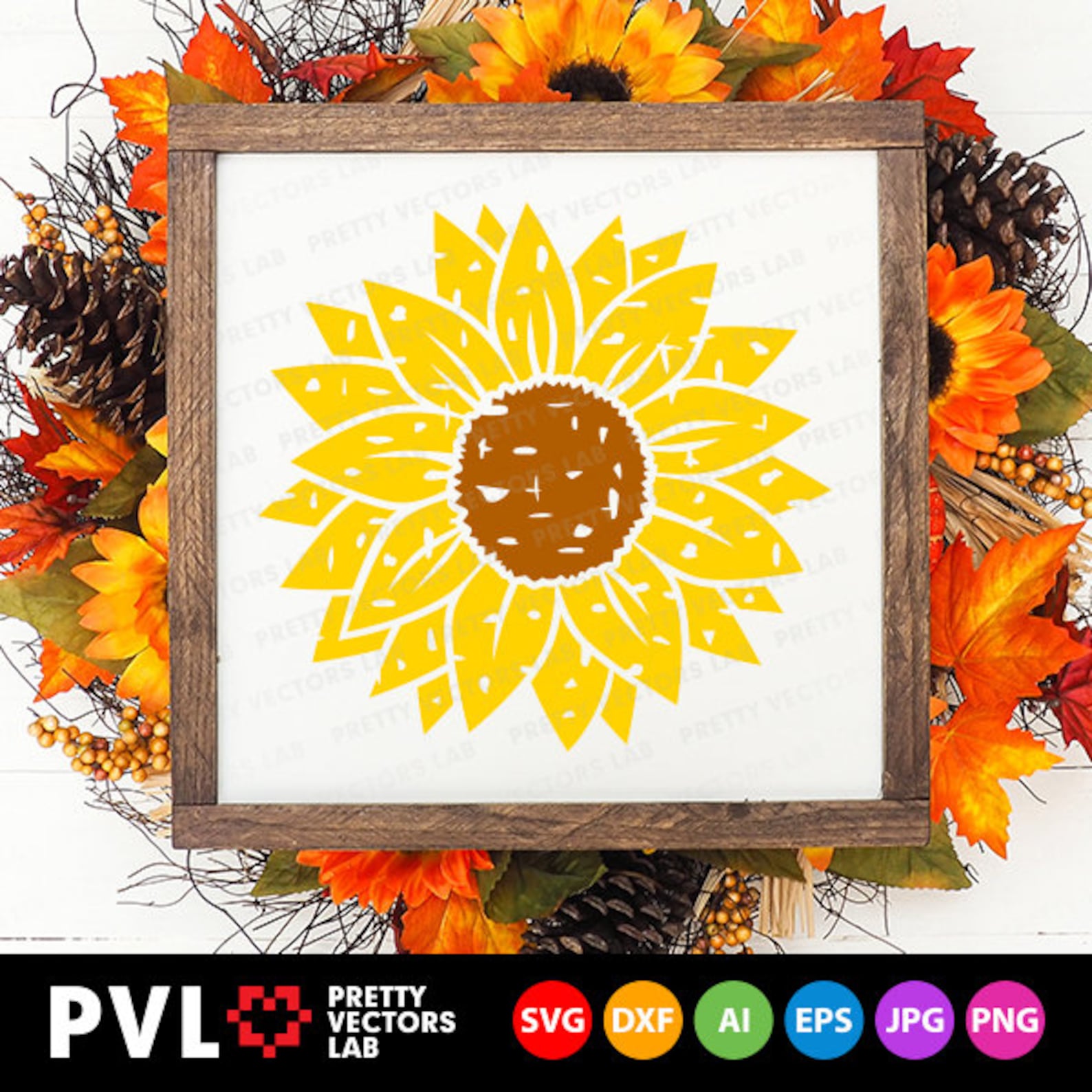 Sunflower Svg Grunge Sunflower Cut Files Distressed Flower | Etsy