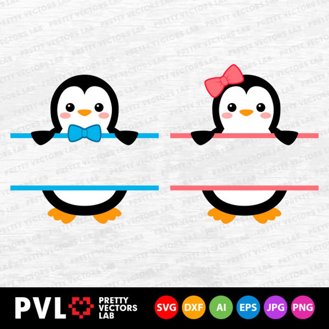 Penguin Svg, Penguins Monogram Svg, Penguin Split Frame Svg Dxf Eps ...