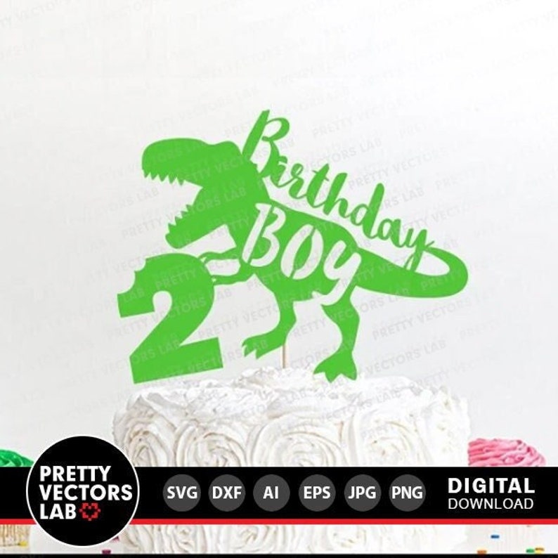 Dinosaur Birthday Boy Svg Two Rex Svg Cake Topper Svg 2nd - Etsy