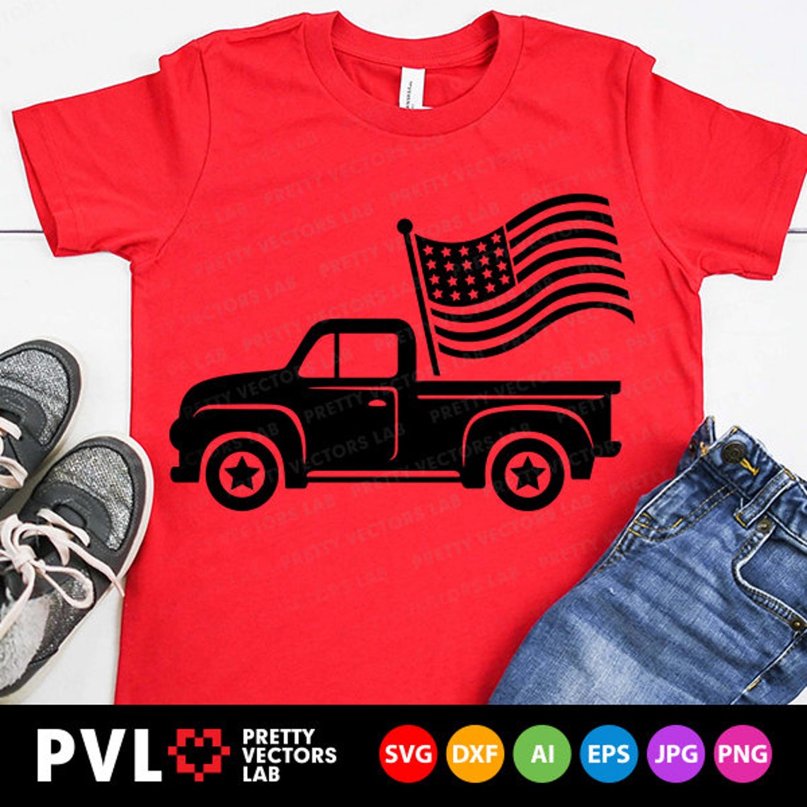 4th of July Truck Svg American Flag Svg USA Truck Cut Files - Etsy