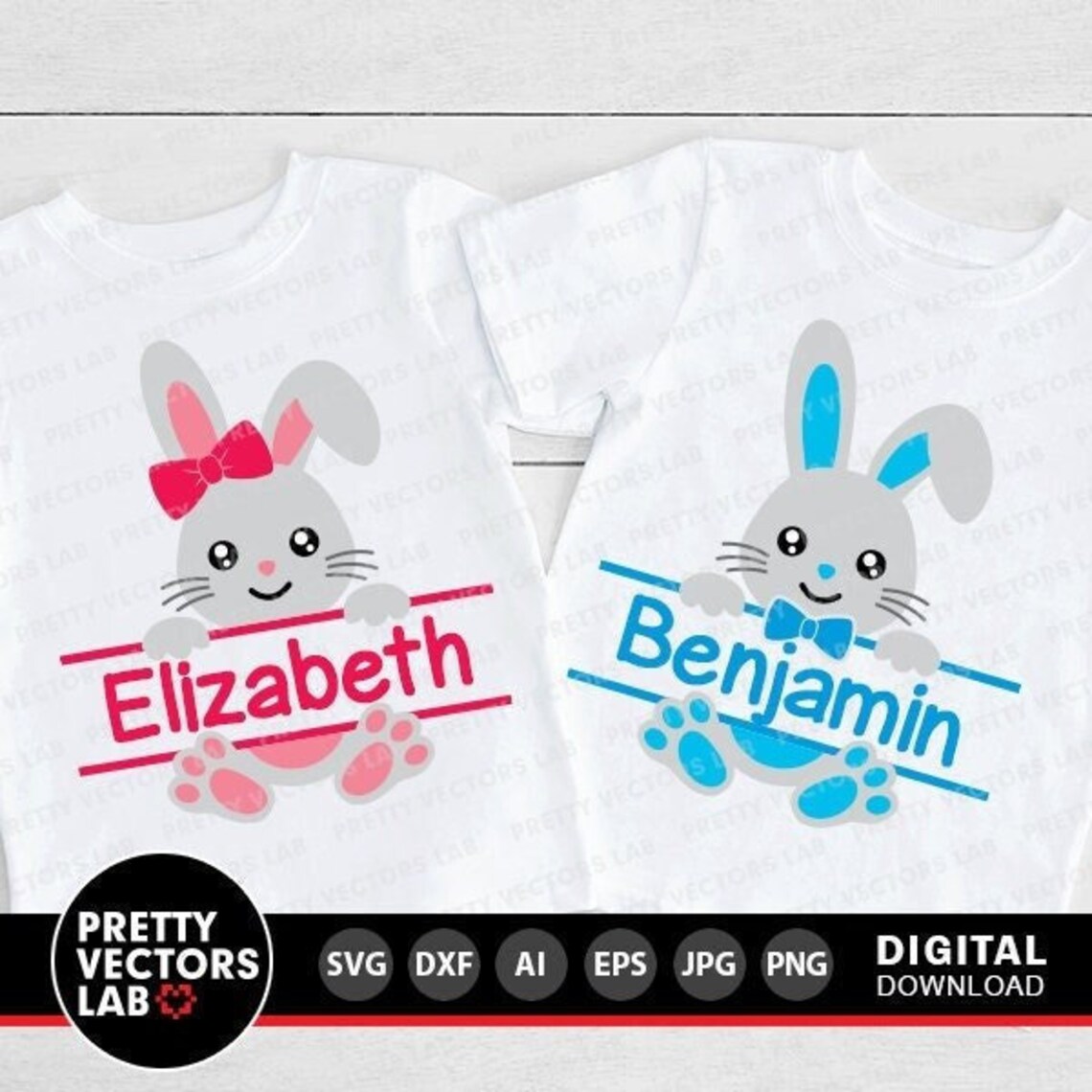 Bunny Svg Easter Cut Files Bunny Split Frame Svg Dxf Eps - Etsy