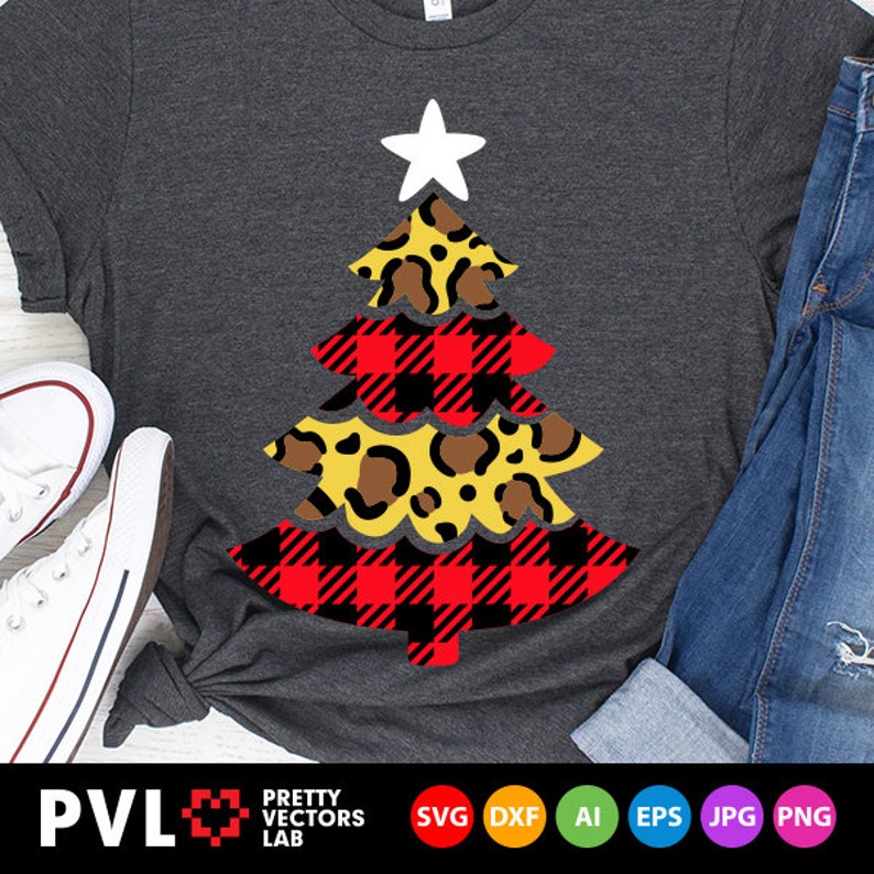 Christmas Tree Svg Buffalo Plaid Svg Leopard Print Svg | Etsy