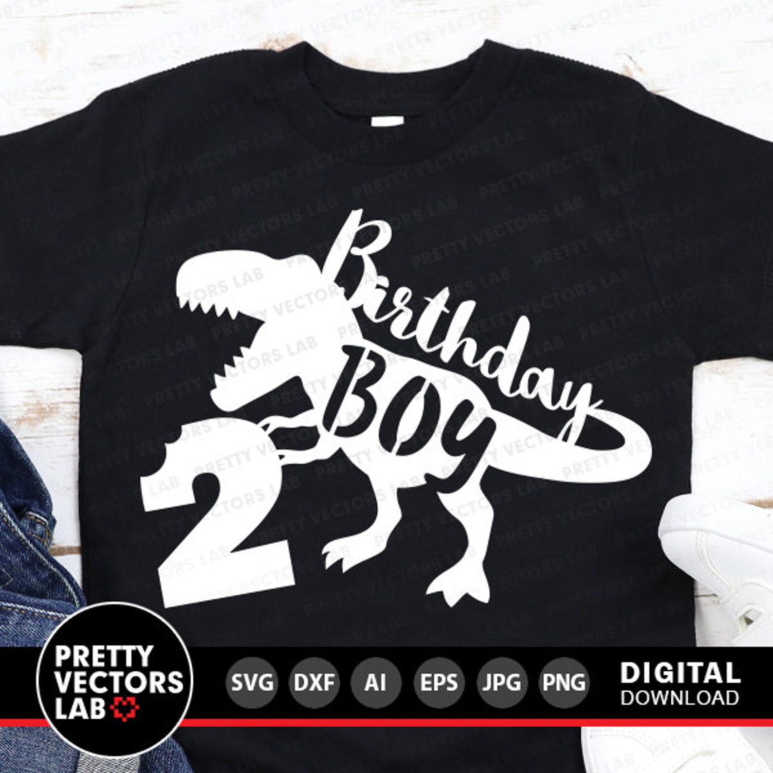 Dinosaur Birthday Boy Svg Two Rex Svg Cake Topper Svg 2nd - Etsy