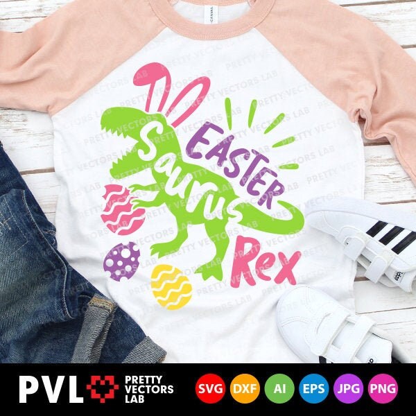 Easter Dinosaur Svg T-Rex Bunny Svg Girls Easter Cut Files | Etsy
