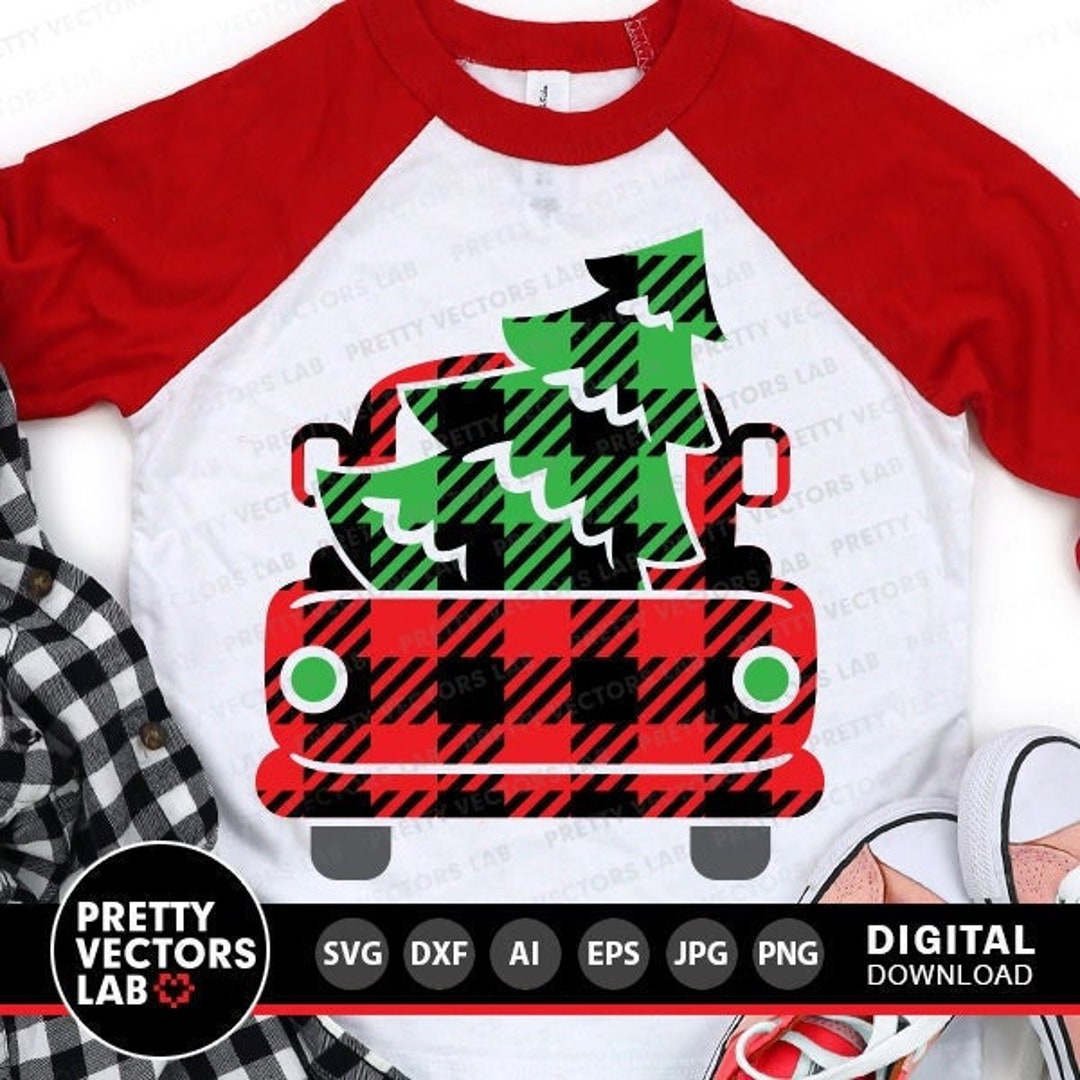 Buffalo Plaid Christmas Truck Svg Vintage Truck With Tree - Etsy