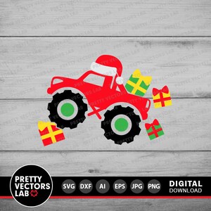 Christmas Truck Svg, Monster Truck Svg, Truck With Presents Svg Dxf Eps ...