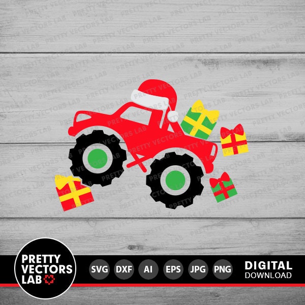 Christmas Truck Svg Monster Truck Svg Truck With Presents - Etsy