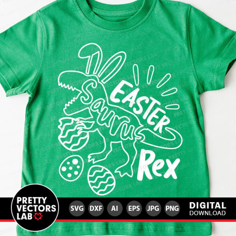 Easter Dinosaur Svg T-rex Bunny Cut File Happy Easter Svg - Etsy