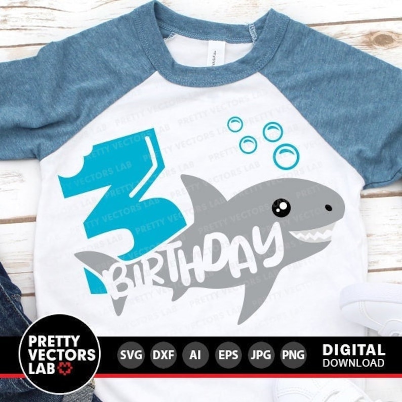 Shark 3rd Birthday Svg, Boy Birthday Svg Dxf Eps Png, Third Birthday ...