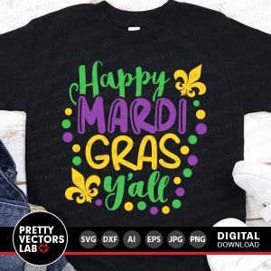 Happy Mardi Gras Y'all Svg Mardi Gras Svg Dxf Eps Png - Etsy