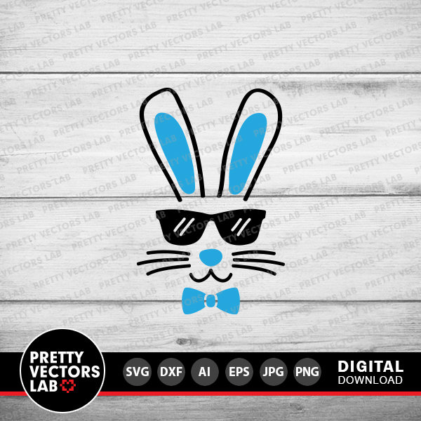 Bunny Face Svg, Easter Cut Files, Bunny With Sunglasses Svg, Dxf, Eps ...