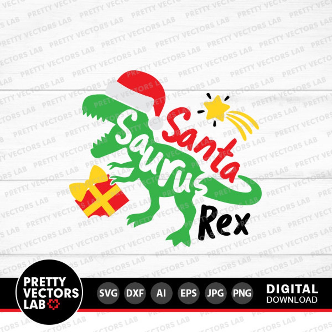 Christmas Dinosaur Svg, Santasaurus Rex Svg, Santa T-rex Svg Dxf Eps ...
