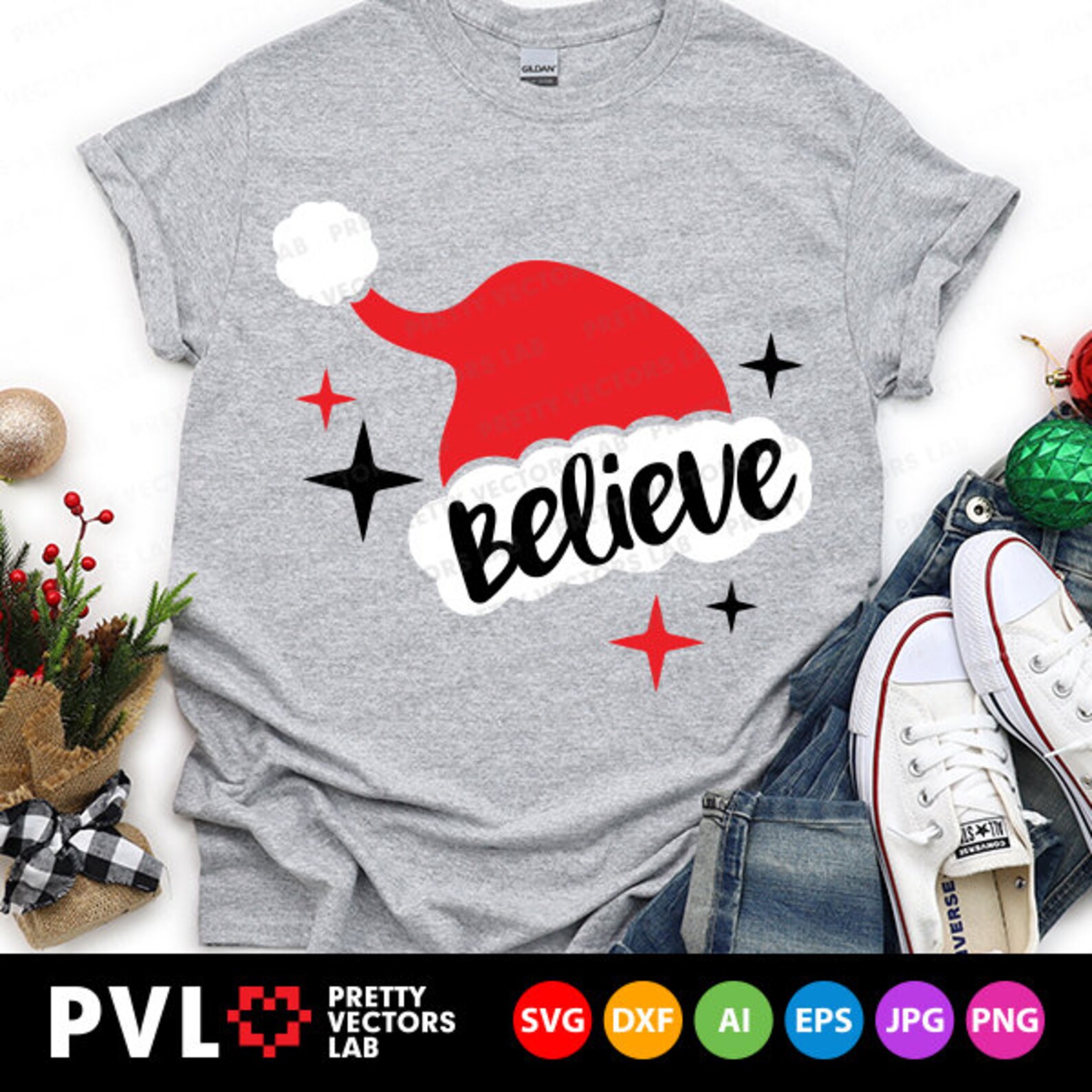 Christmas Svg Believe Svg Santa Hat Svg Dxf Eps Png | Etsy