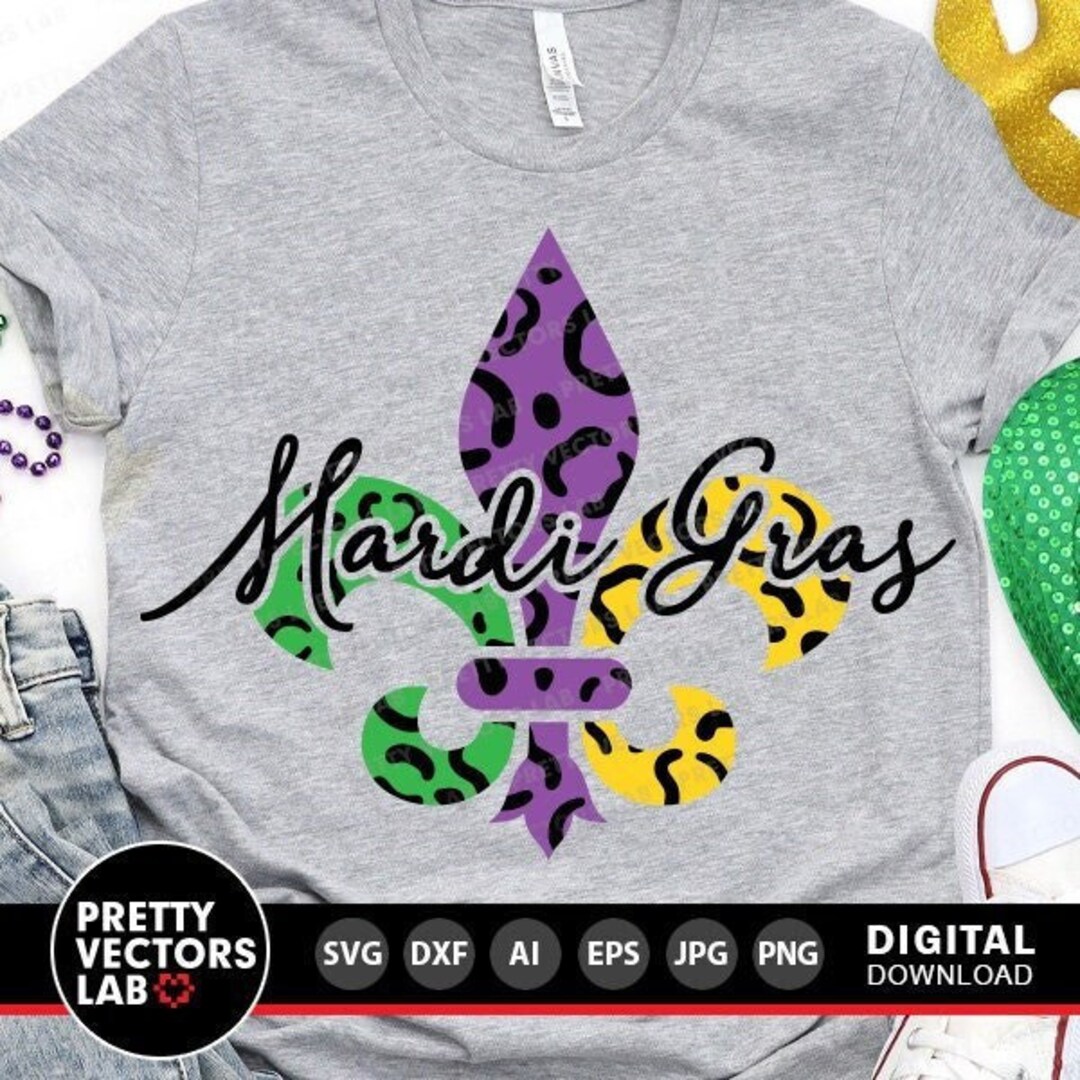 Mardi Gras Svg, Fleur De Lis Svg Dxf Eps Png, Leopard Print Cut Files ...