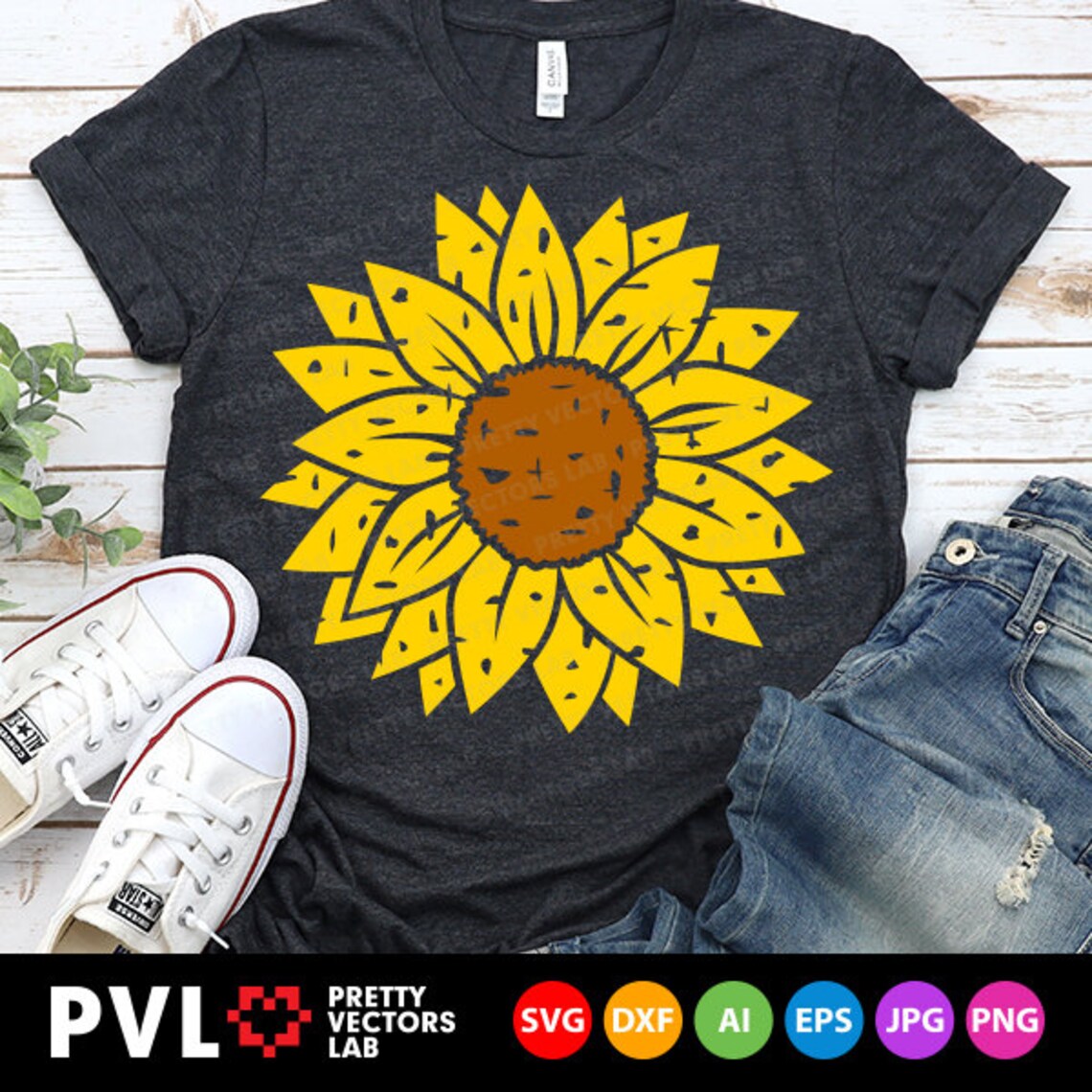 Sunflower Svg Grunge Sunflower Cut Files Distressed Flower | Etsy