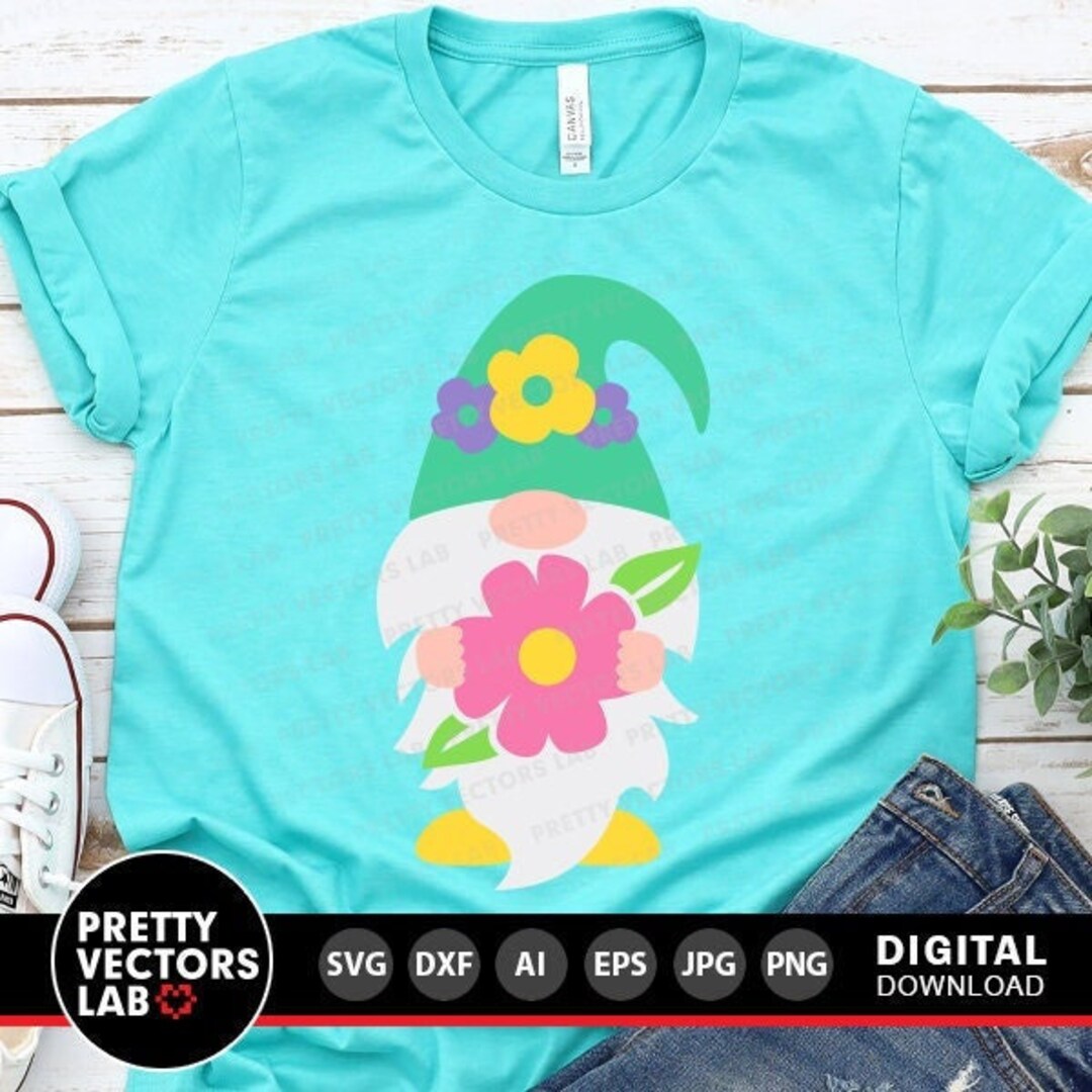 Spring Gnome Svg, Easter Gnome Svg, Spring Cut File, Gnome With Flower ...