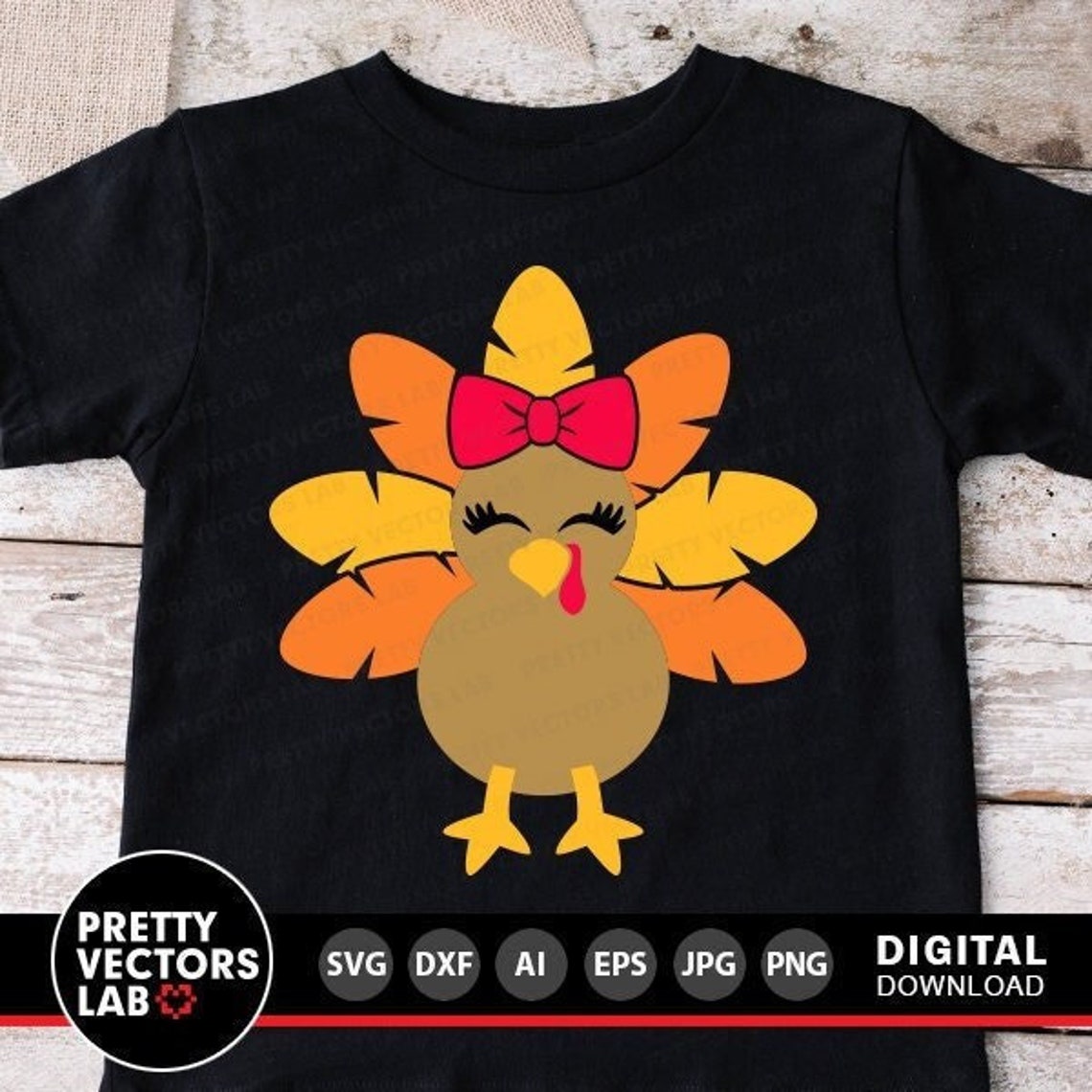 Girl Turkey Svg Thanksgiving Svg Dxf Eps Png Cute Fall Cut - Etsy