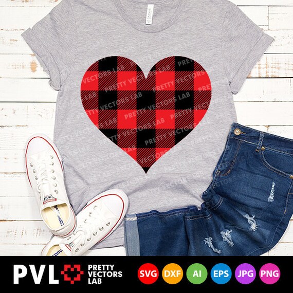 Heart Svg Buffalo Plaid Heart Svg Valentine's Day Cut | Etsy
