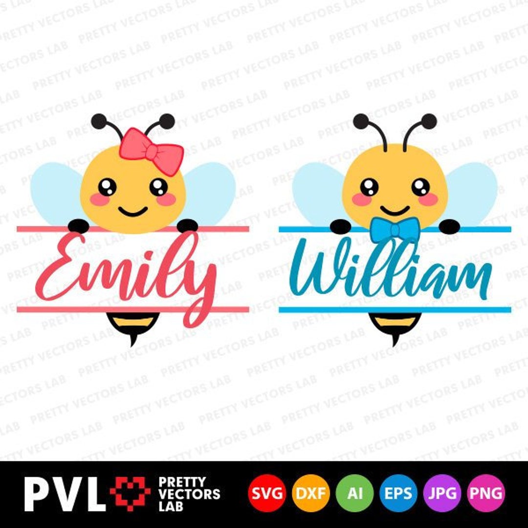 Bee Monogram Svg, Bee Split Frame Svg, Bumble Bee Svg, Dxf, Eps, Cute ...