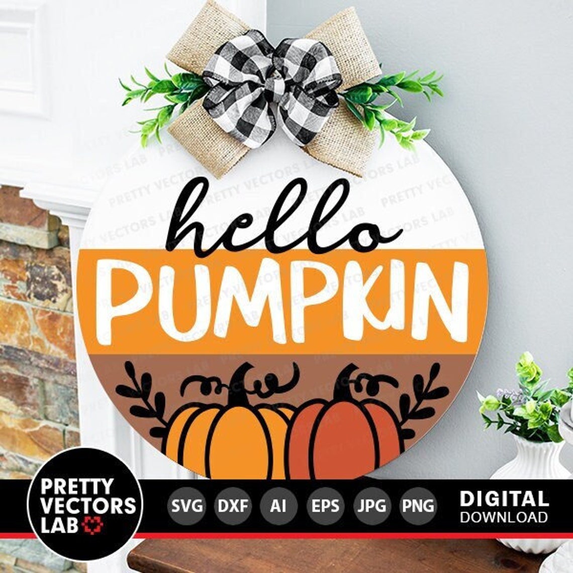 Hello Pumpkin Svg Welcome Fall Round Sign Cut Files Door - Etsy