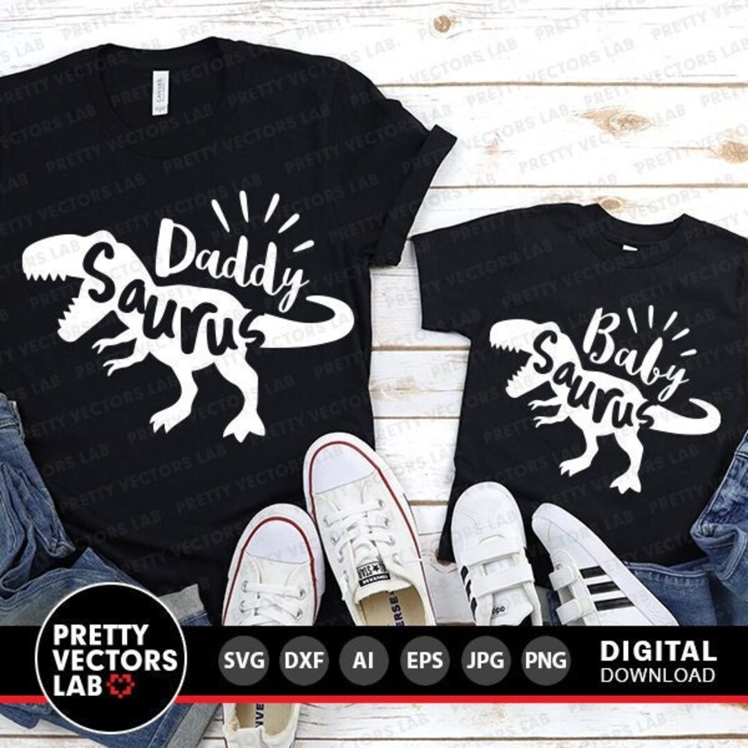 Daddy Saurus Svg, Baby Saurus Svg, T-rex Dinosaur Cut Files, Dad & Baby ...