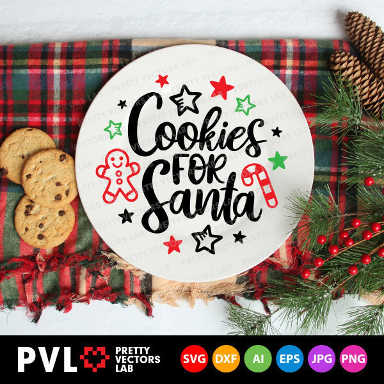 Christmas Svg Cookies for Santa Svg Santa Plate Svg Dxf Eps | Etsy