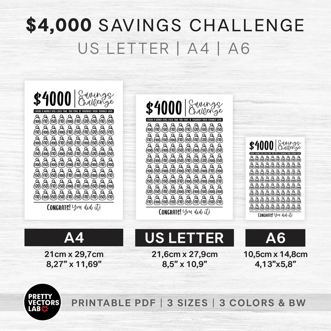 4000 Savings Challenge Printable, Finance Tracker, Money Saving ...