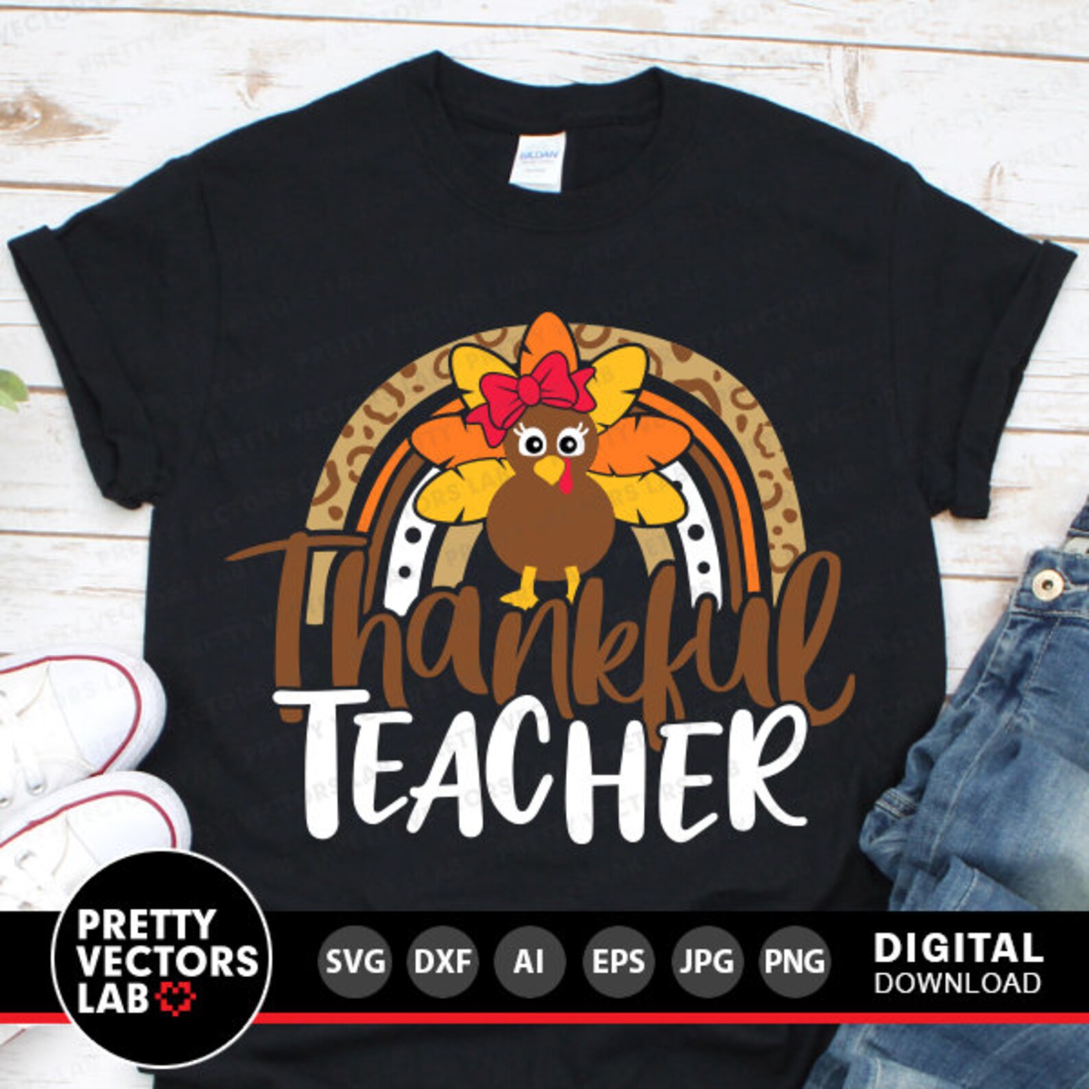 Thankful Teacher Svg Rainbow Svg Turkey Svg Fall Cut Files Etsy