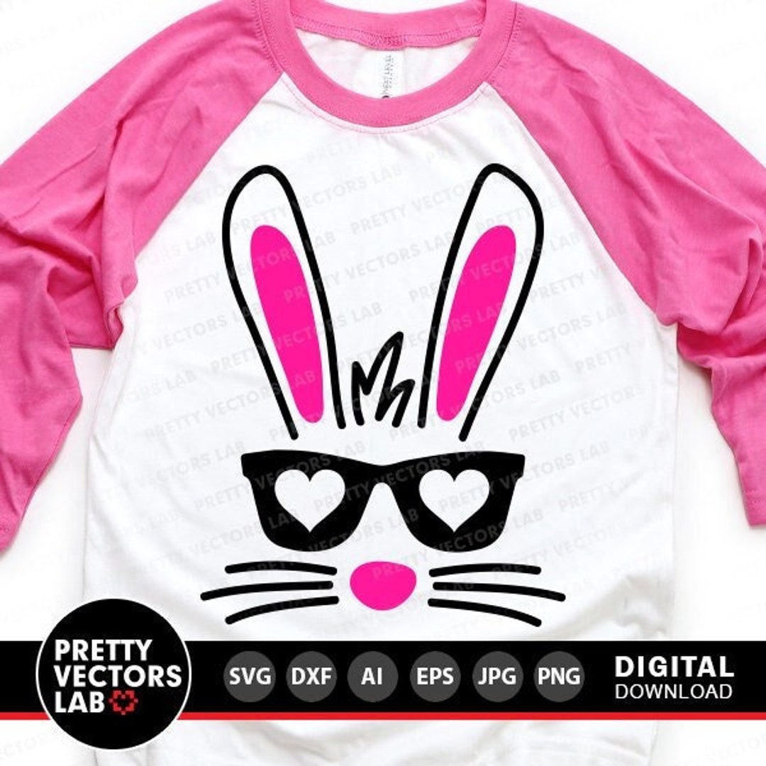 Bunny Face Svg Easter Cut Files Bunny With Sunglasses Svg - Etsy