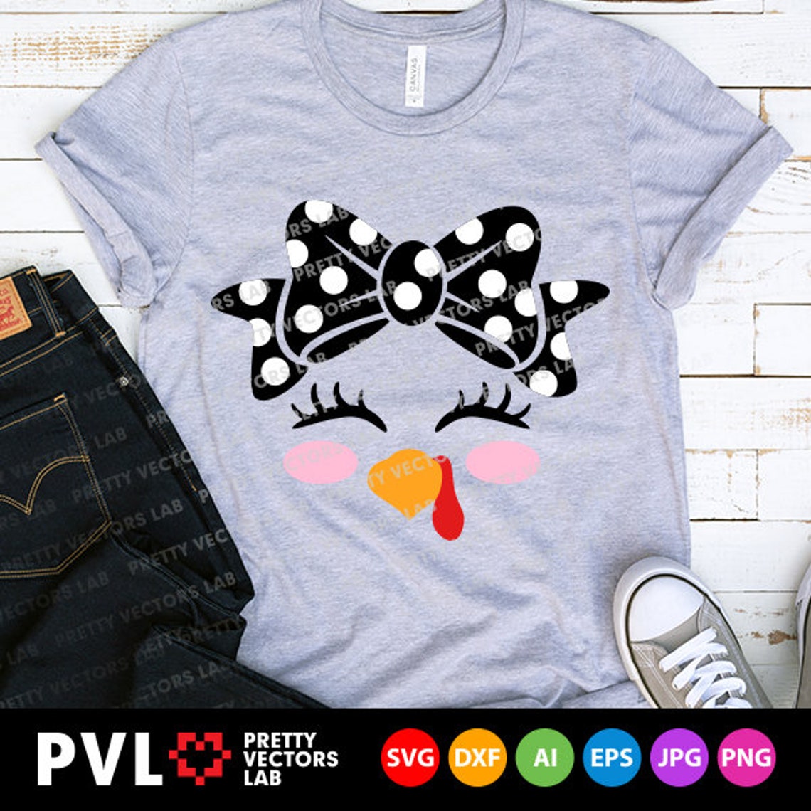 Girl Turkey Face Svg Girls Thanksgiving Svg Cute Turkey With | Etsy