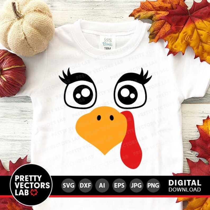 Turkey Face Svg Girl Turkey Svg Thanksgiving Svg Dxf Eps - Etsy