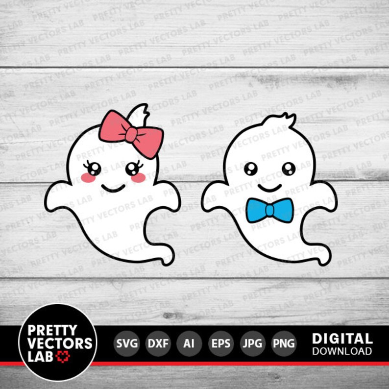 Cute Ghost Svg Halloween Cut Files Little Ghosts With Bow - Etsy