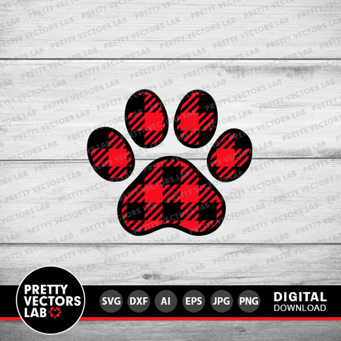 Buffalo Plaid Paw Svg, Christmas Paw Print Svg Dxf Eps Png, Dog Mom Svg ...