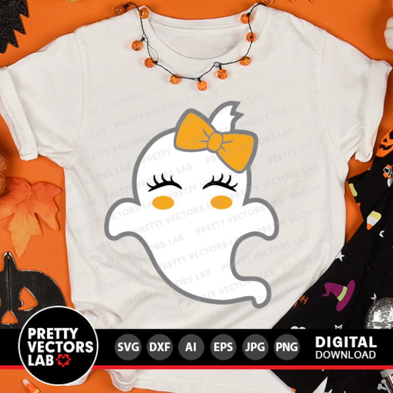 Halloween Svg Girl Ghost Svg Cute Ghost With Bow Svg Girls - Etsy