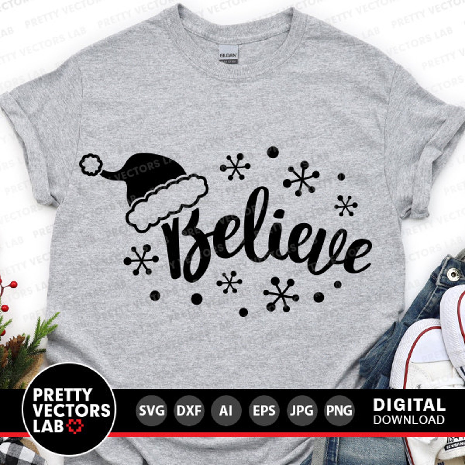 Believe Svg Christmas Svg Santa Hat Svg Dxf Eps Png - Etsy