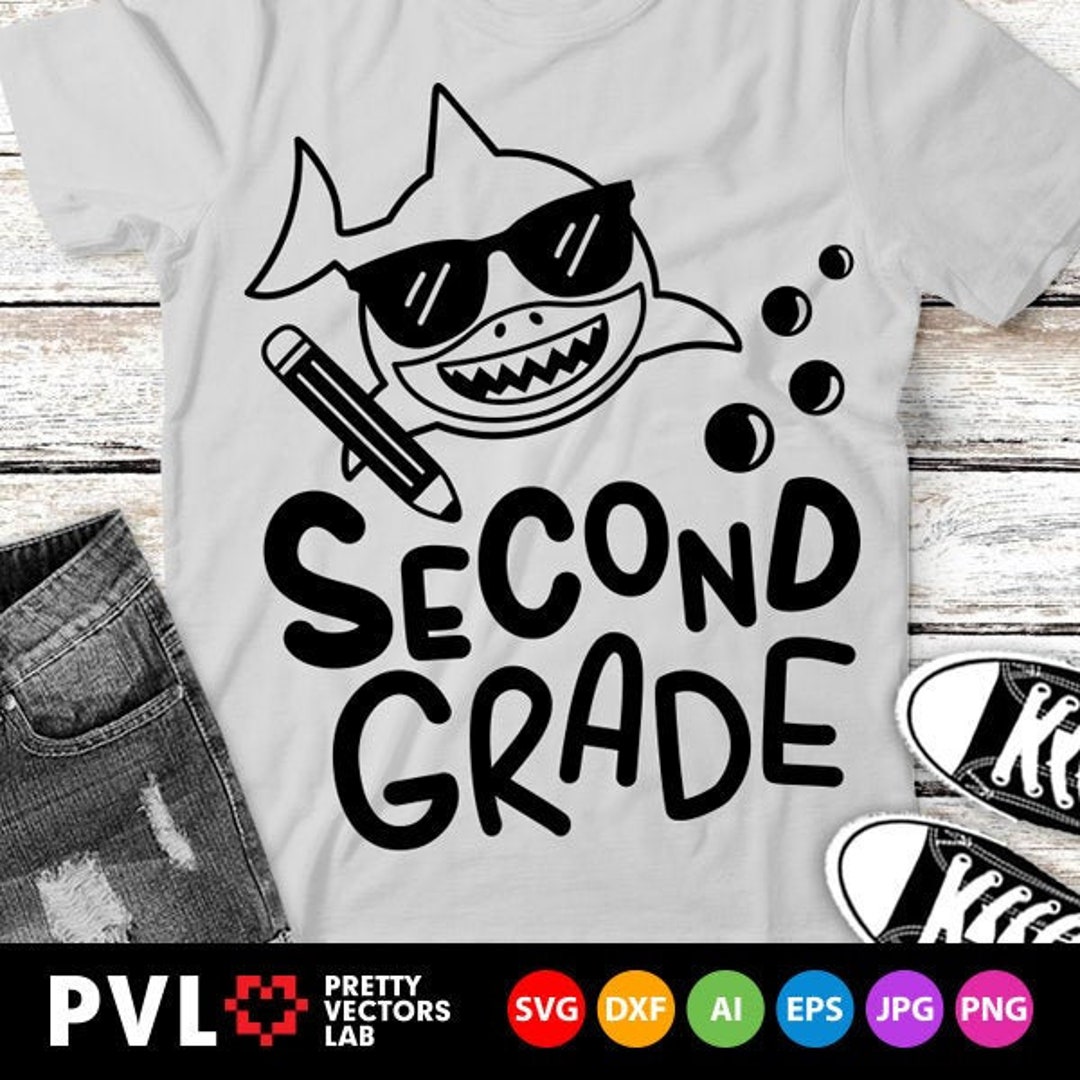 Second Grade Shark Svg Back to School Svg 2nd Grade Svg - Etsy
