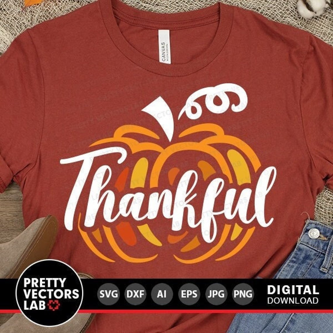 Thankful Svg Cute Pumpkin Svg Thanksgiving Svg Dxf Eps Png - Etsy