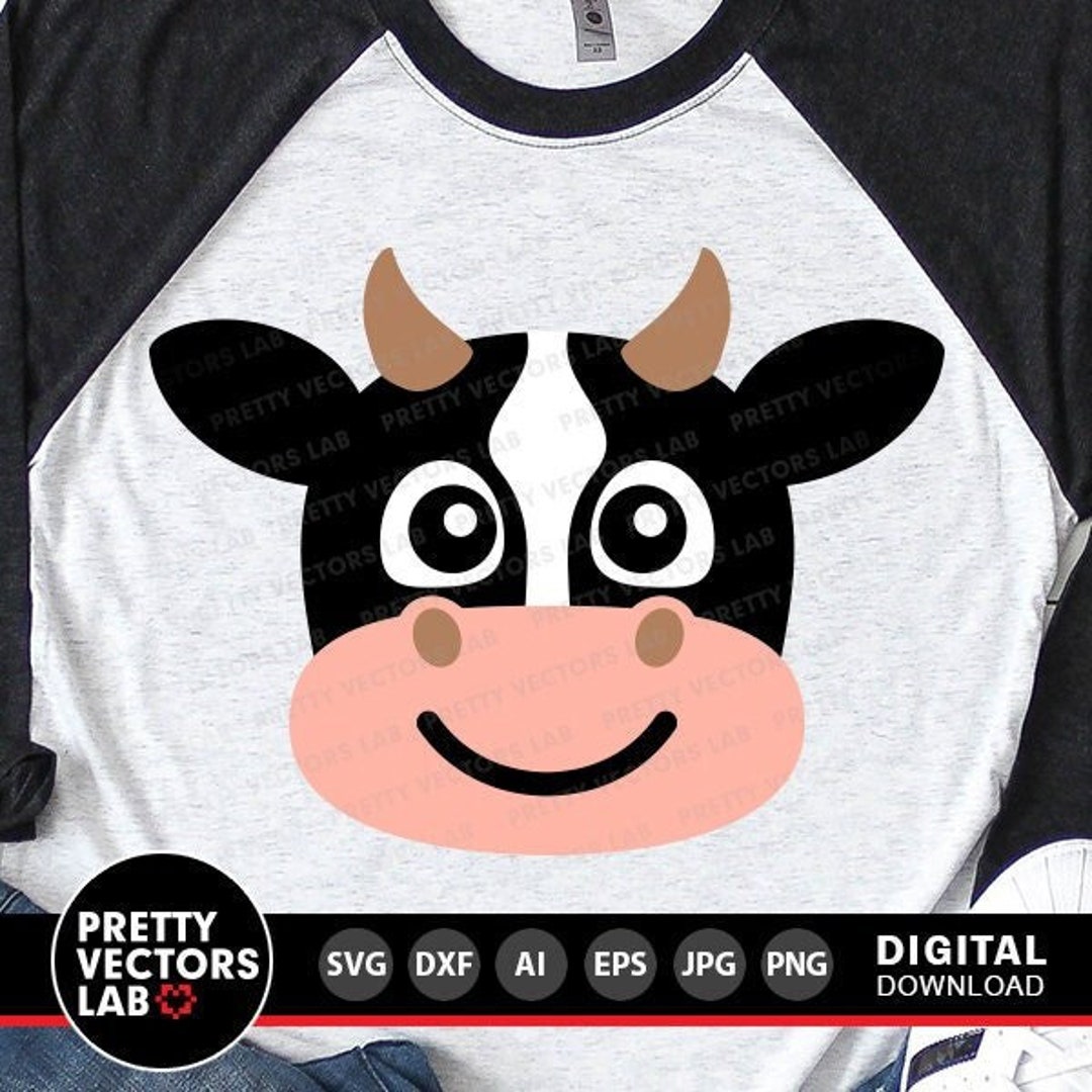 Cow Svg, Cow Face Cut File, Kids Svg, Farm Animal Svg Dxf Eps Png, Boys ...
