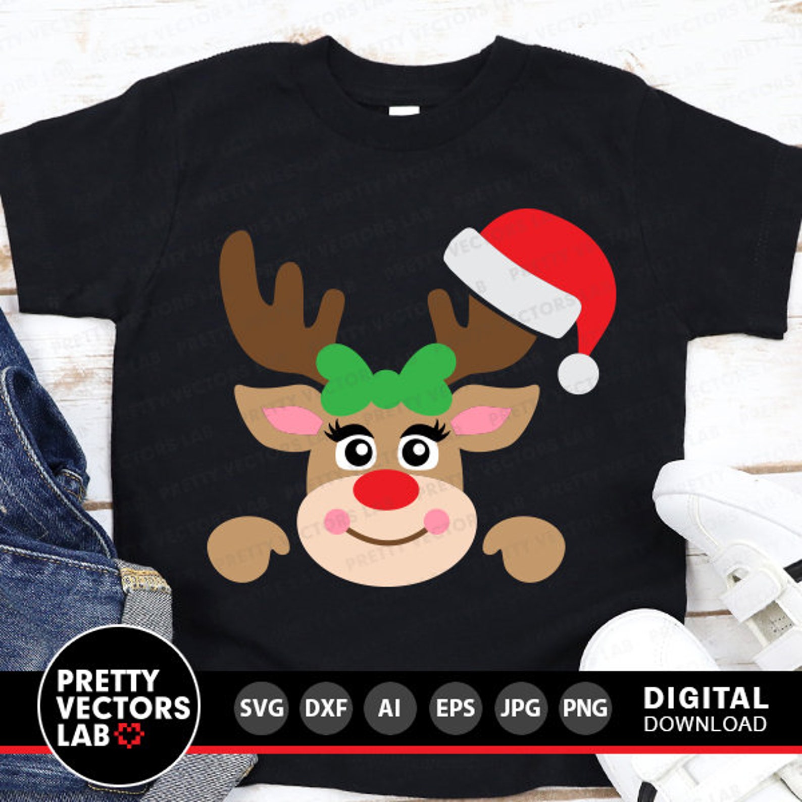 Christmas Svg Girl Reindeer Svg Reindeer Face Svg Dxf Eps - Etsy