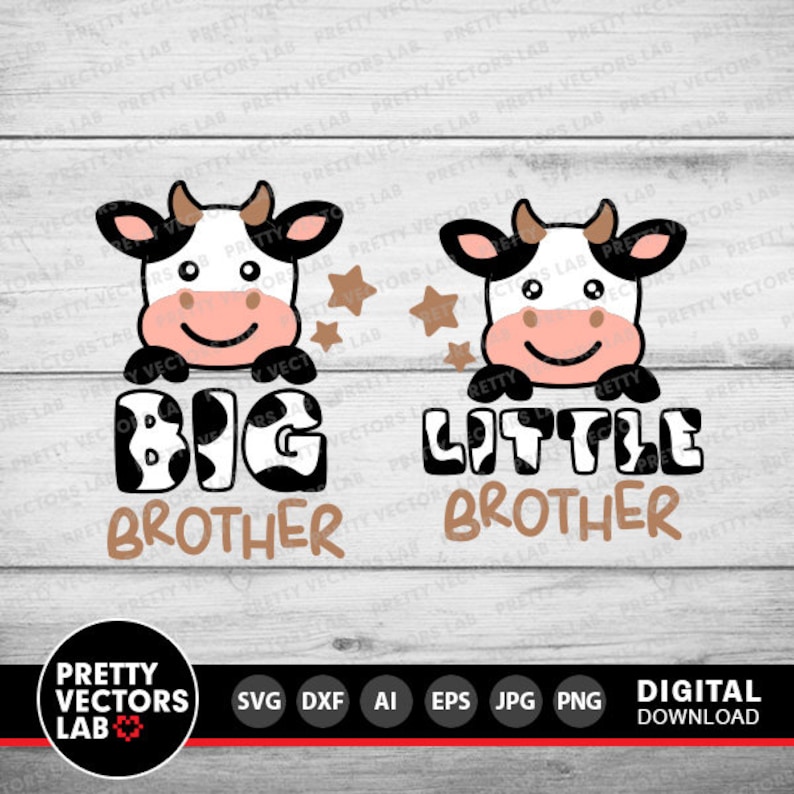Big Brother Svg Little Brother Svg Cow Svg Brothers Cut - Etsy