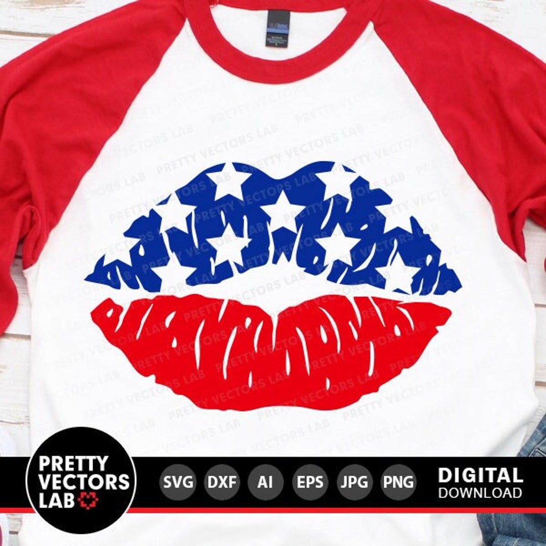 Patriotic Lips Svg, 4th of July Cut Files, American Flag Lips Svg, USA ...