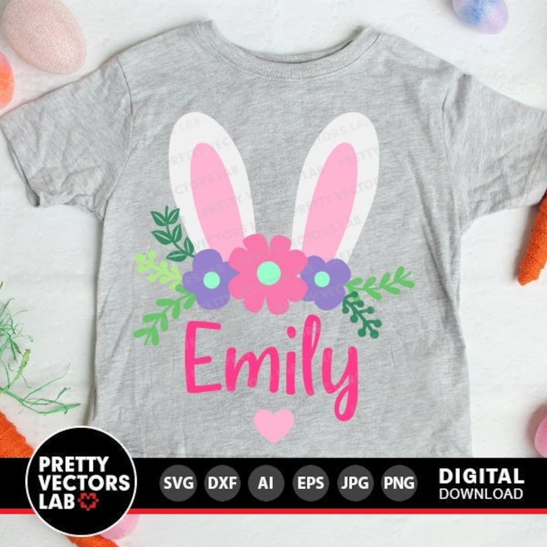 Bunny Svg, Easter Svg, Spring Cut Files, Girl Bunny With Flowers Svg ...