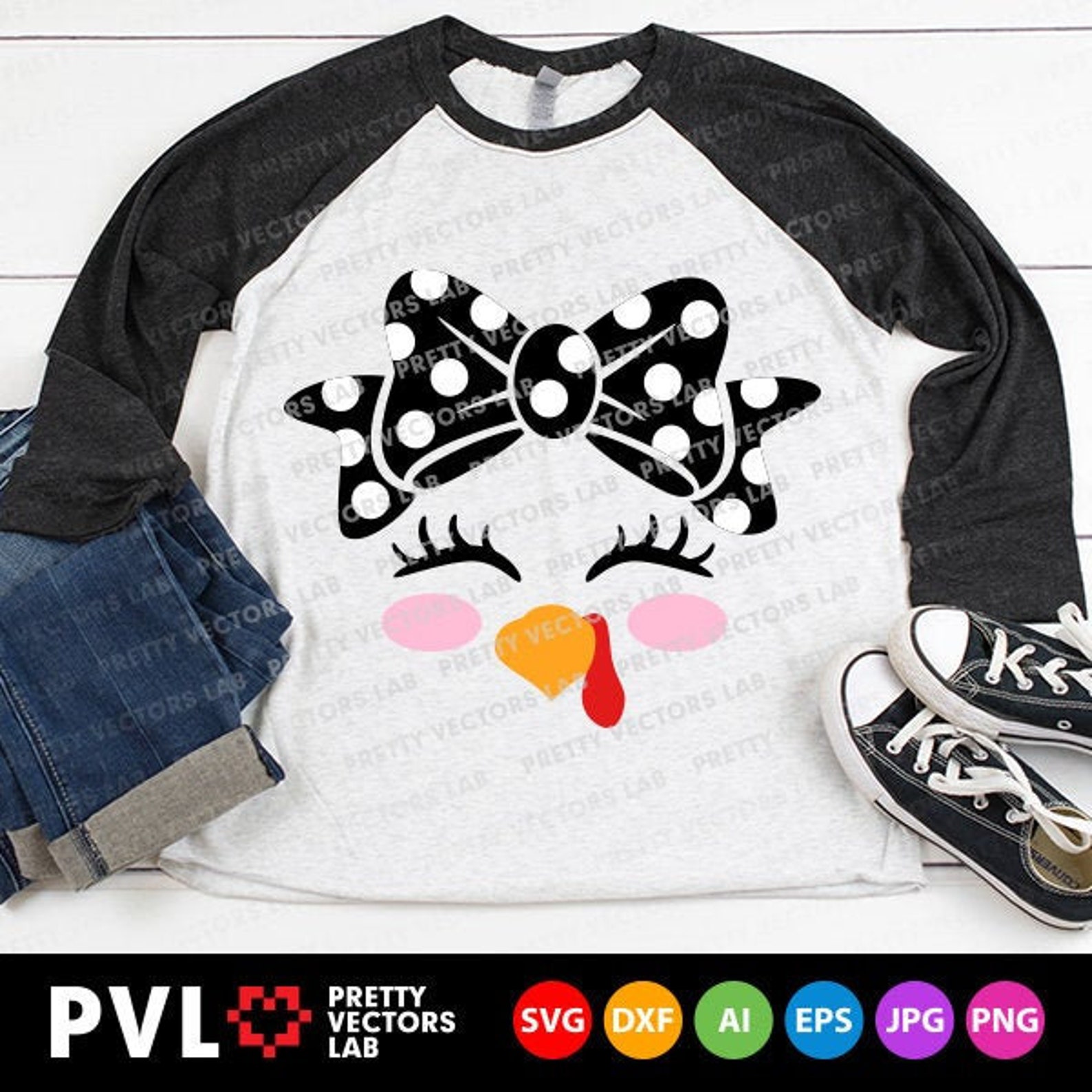 Girl Turkey Face Svg Girls Thanksgiving Svg Cute Turkey With | Etsy