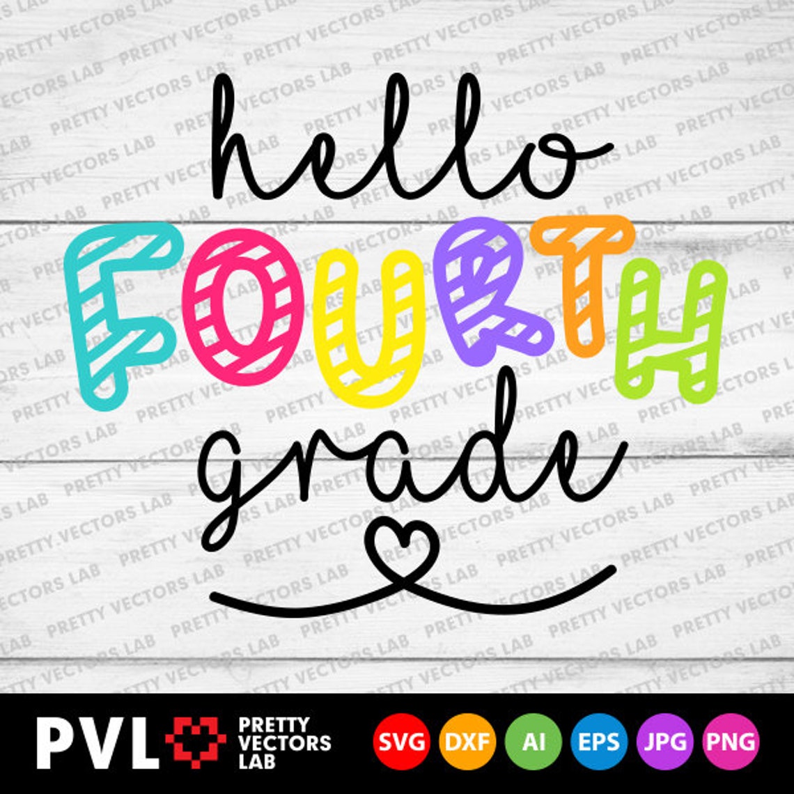 Hello Fourth Grade Svg Back to School Svg 4th Grade Svg | Etsy