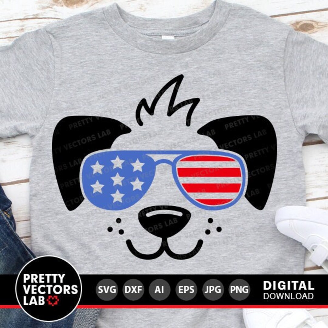 Patriotic Dog Svg, 4th of July Cut Files, Dog Face Svg, USA Svg, Puppy ...