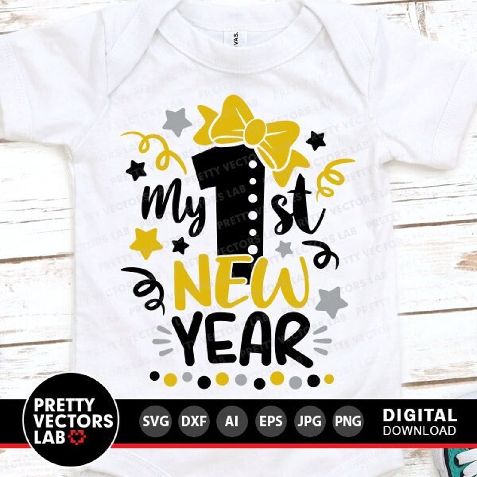 My 1st New Year Svg, My First New Year Svg, Girls New Year Svg Dxf Eps ...