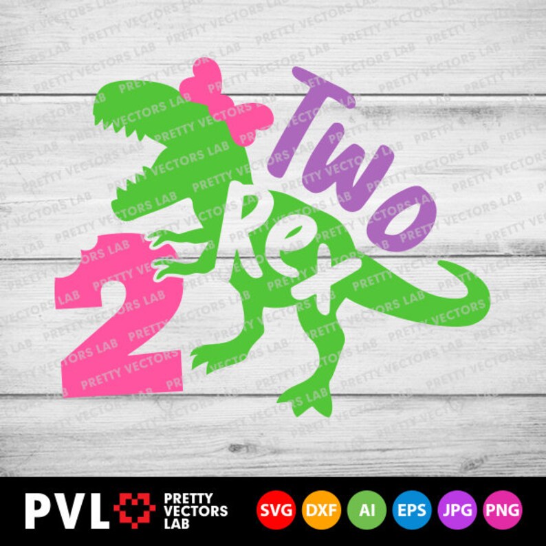Girl Two Rex Svg 2nd Birthday Svg Girls T-Rex Svg Dinosaur | Etsy