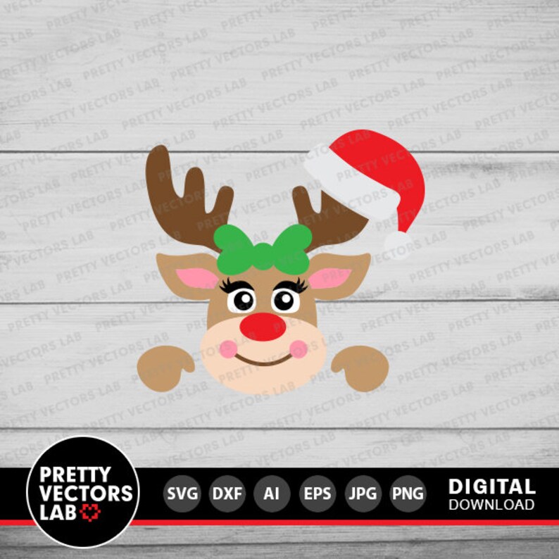 Christmas Svg Girl Reindeer Svg Reindeer Face Svg Dxf Eps - Etsy